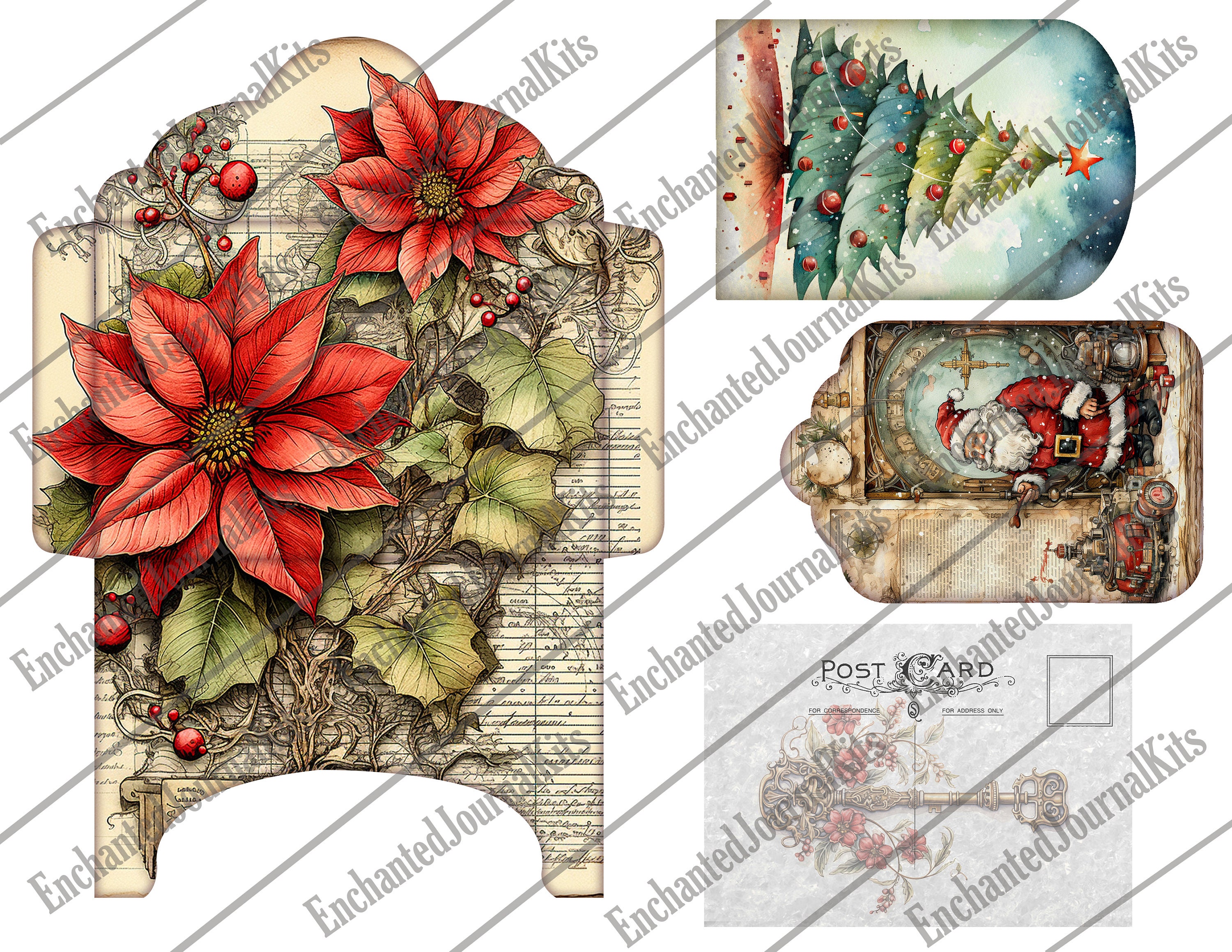 Classic Christmas Ephemera Kit Printable Traditional Papers Junkjournal ...