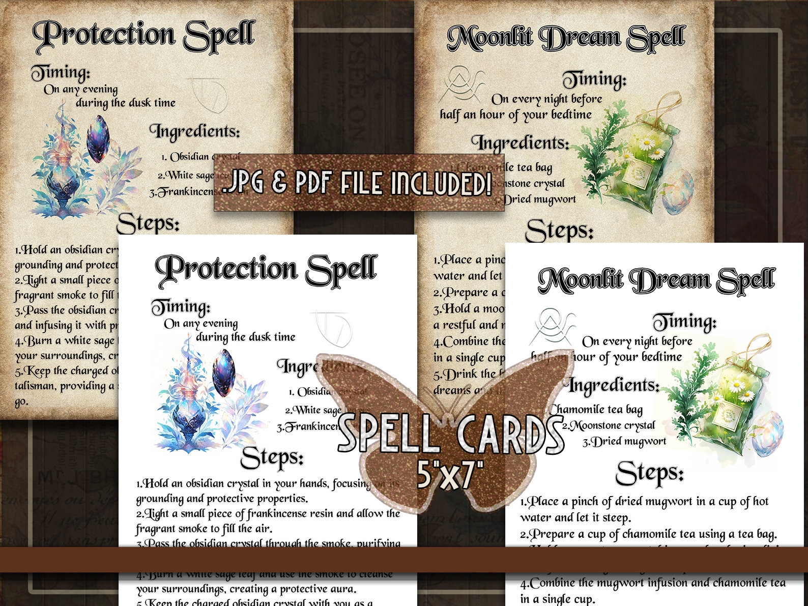 Printable Grimoire BOS Spell Cards Magical Spell Pages Witch Spellbook ...
