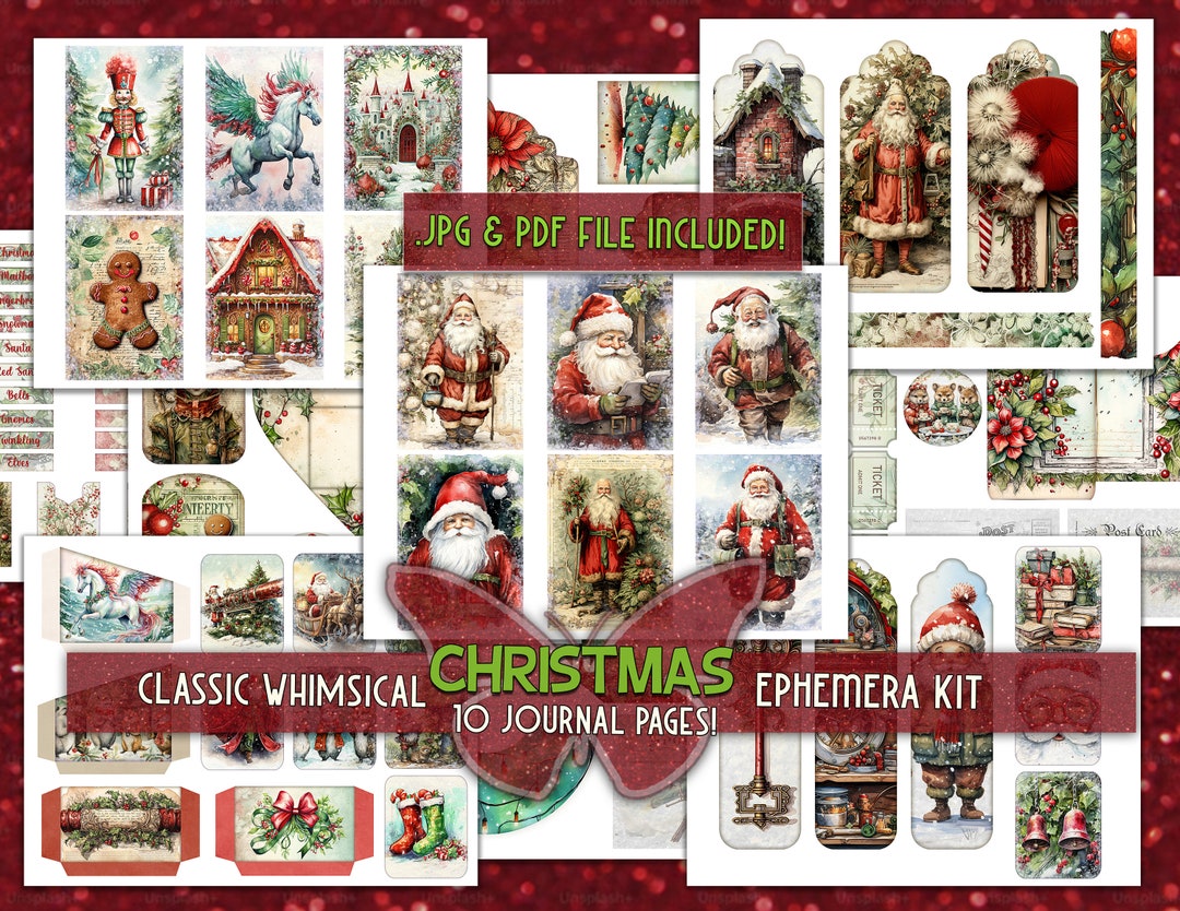 Classic Christmas Ephemera Kit Printable Traditional Papers Junkjournal ...