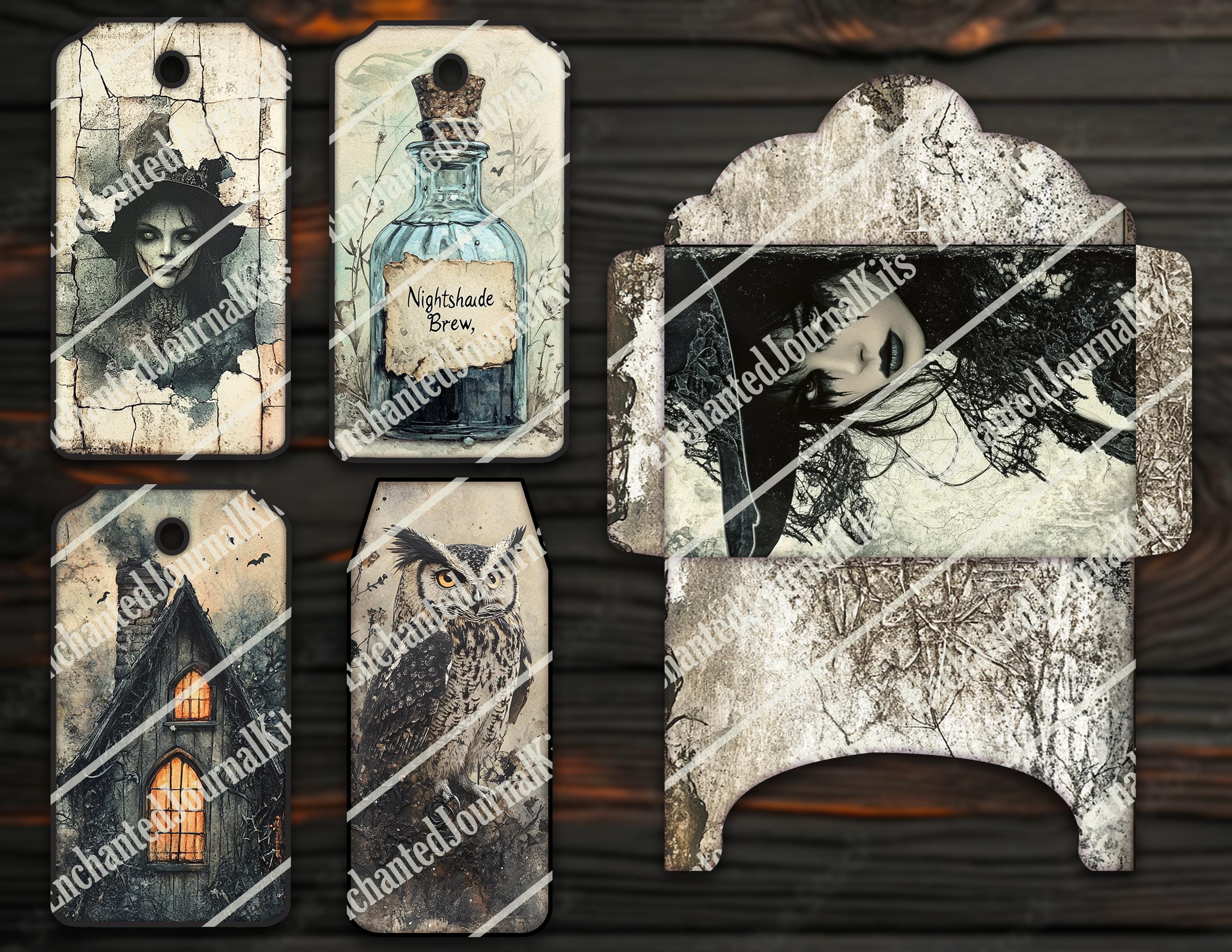 Dark Witch Ephemera Printable Scary Papers Digital Midnight Artful ...