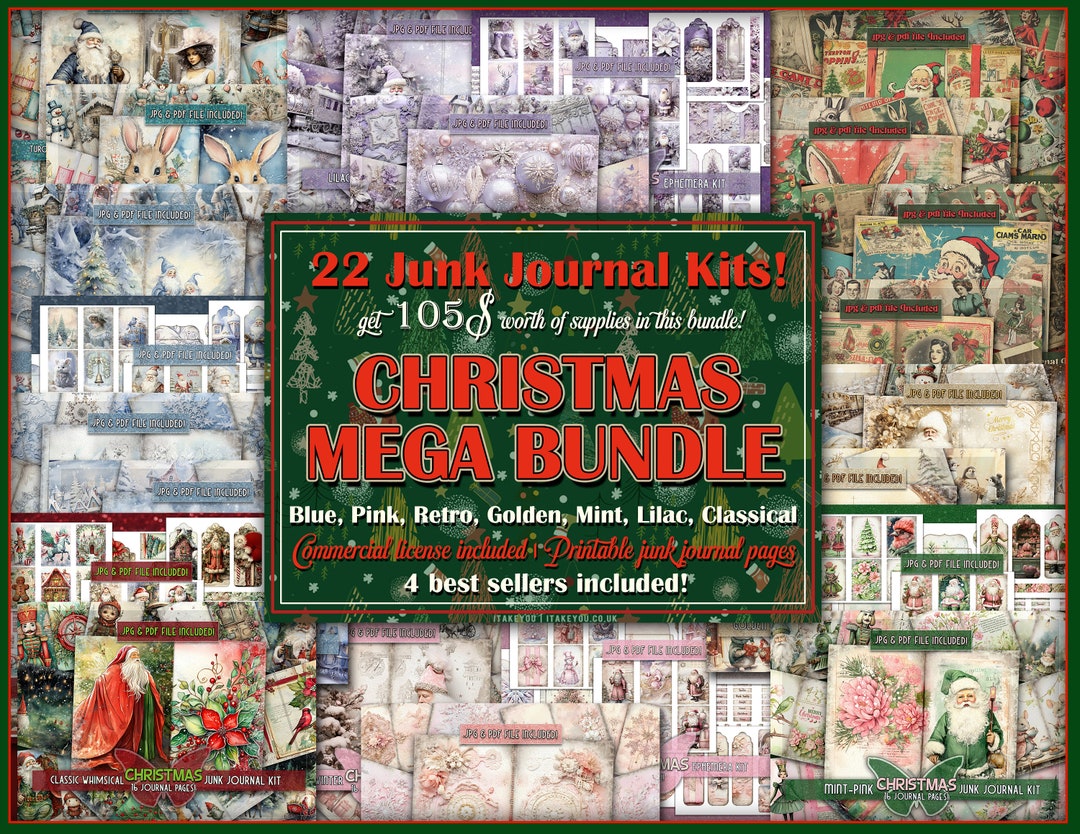 Christmas Junkjournal Bundle Printable Winter Papers Ephemera Xmas ...