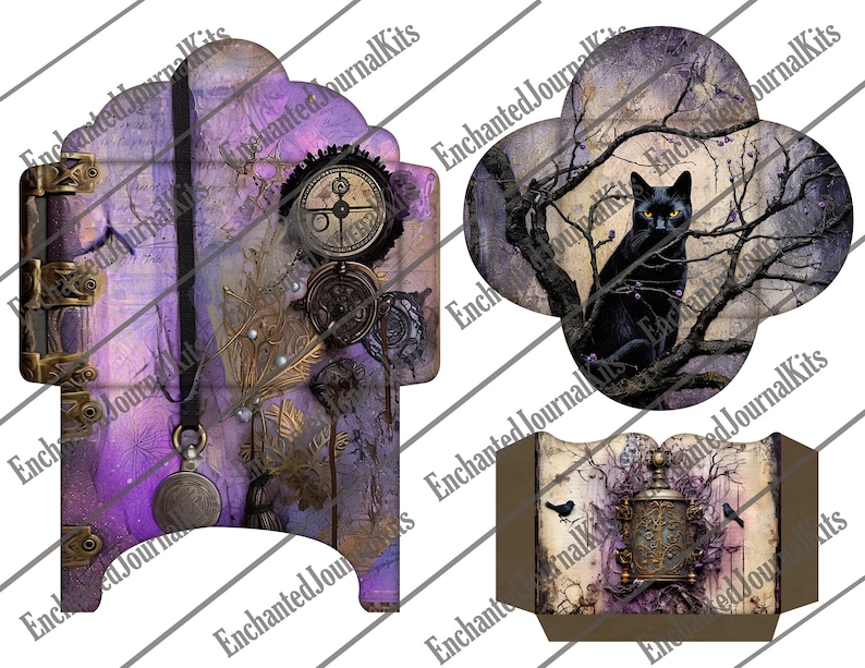 Magical Witch Ephemera Printable Kit Purple Witchi Papered Addon ...