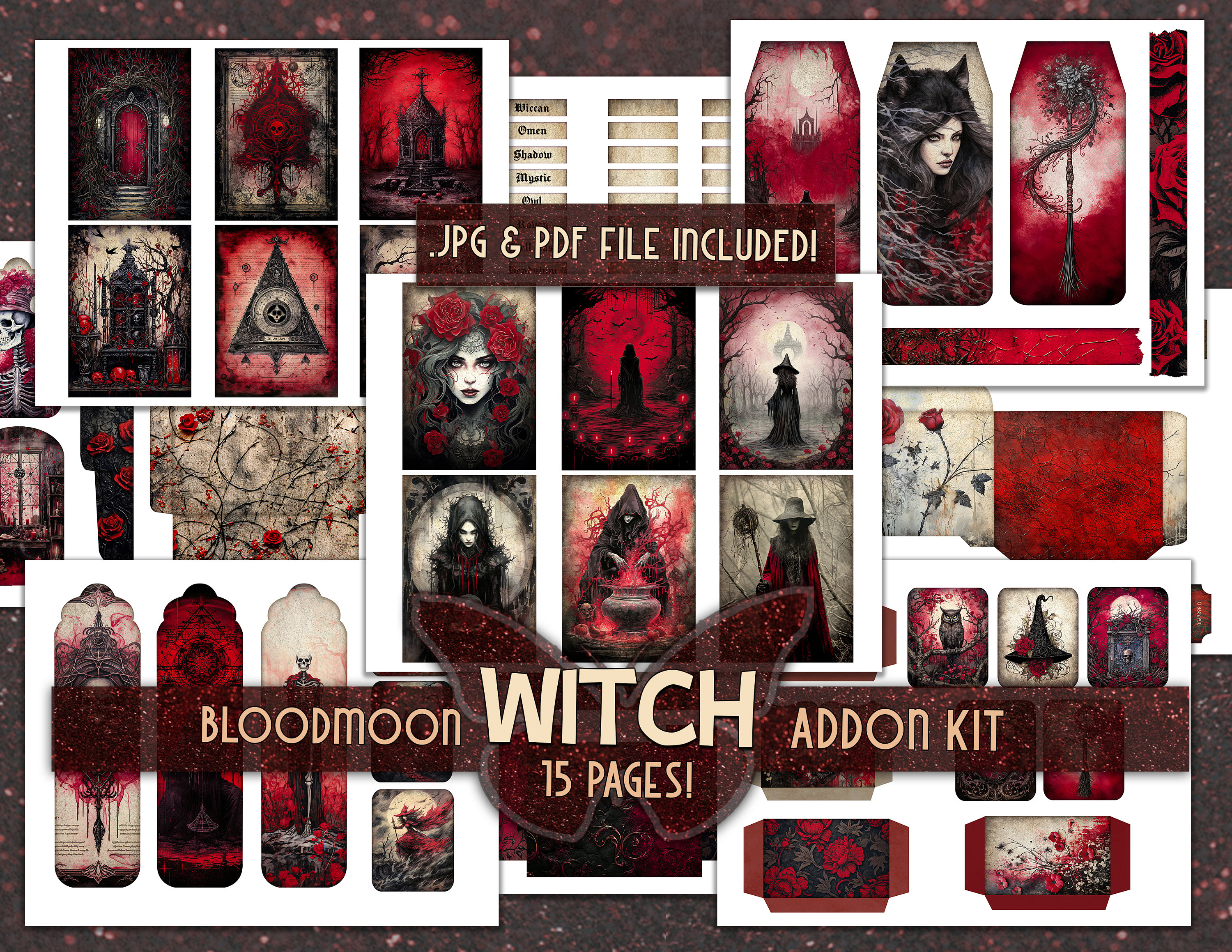 Gothic Witch Ephemera Printable Kit Junkjournal Addon Gifted Tags ...