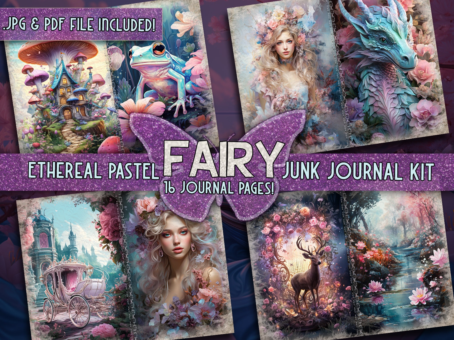 Magical Fairy Printable Papers Pastel Junkjournal Fairytale Princess ...