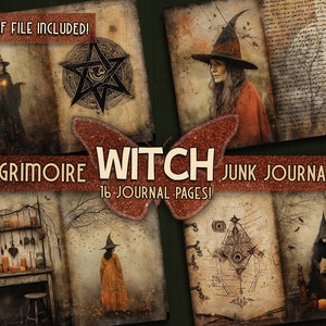Grimoire Witch Junkjournal Printable Kit Ephemera Autumn Witchie Pages ...