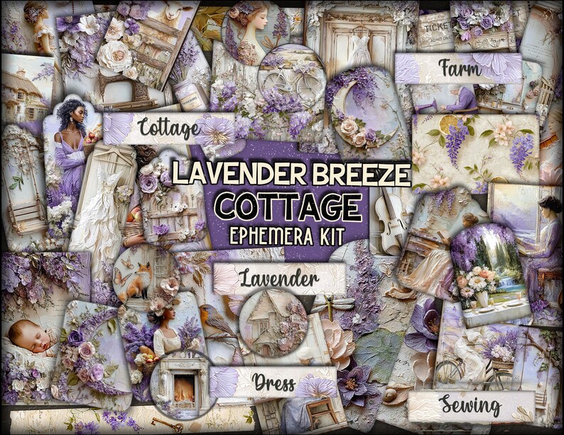 Printable Cottagecore Ephemera Digital Lavender Garden Junk Journal ...