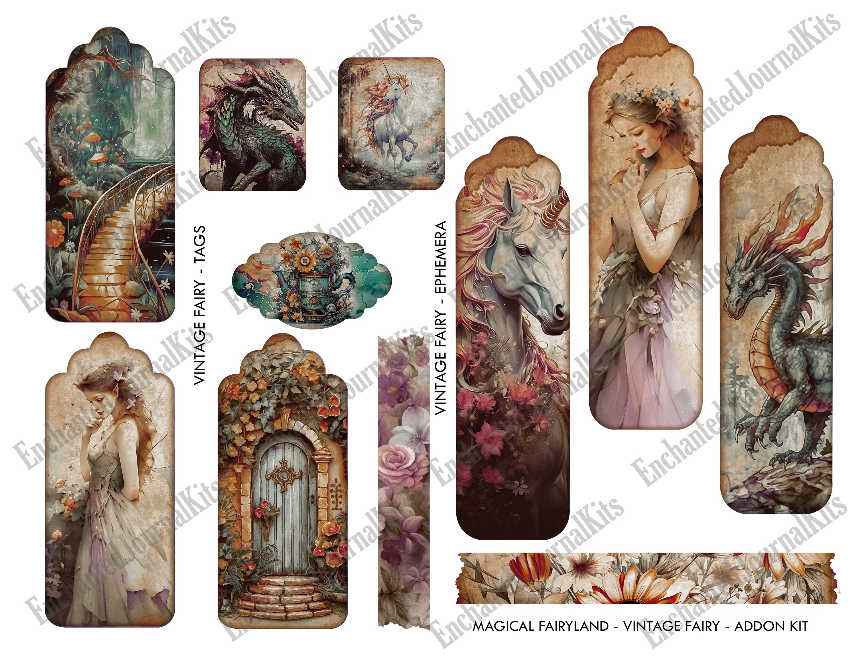 Vintage Junk Journal Ephemera Kit Digital Download Magical Fairy ...