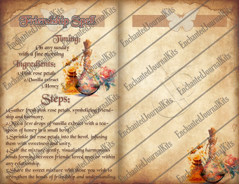 Magical Spell Pages Printable Grimoire Junk Journal Kit Magical ...