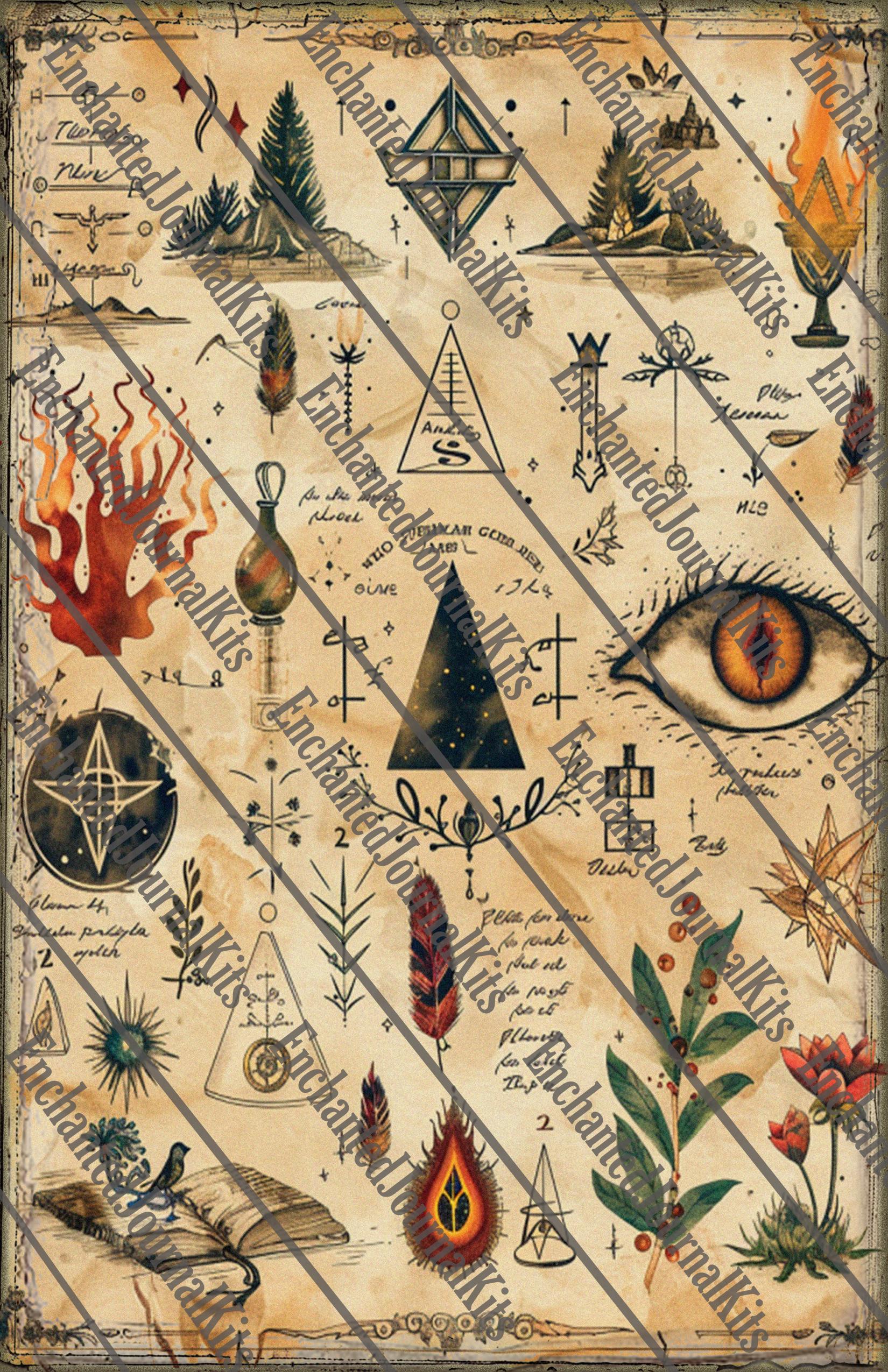 Occult Witch Symbol Printable Magical Illustration Paper Witchcraft ...