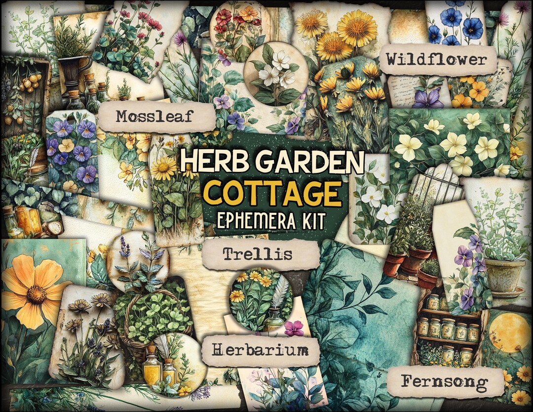 Herb Gardening Ephemera Printable Antique Botanical Aesthetic Garden ...