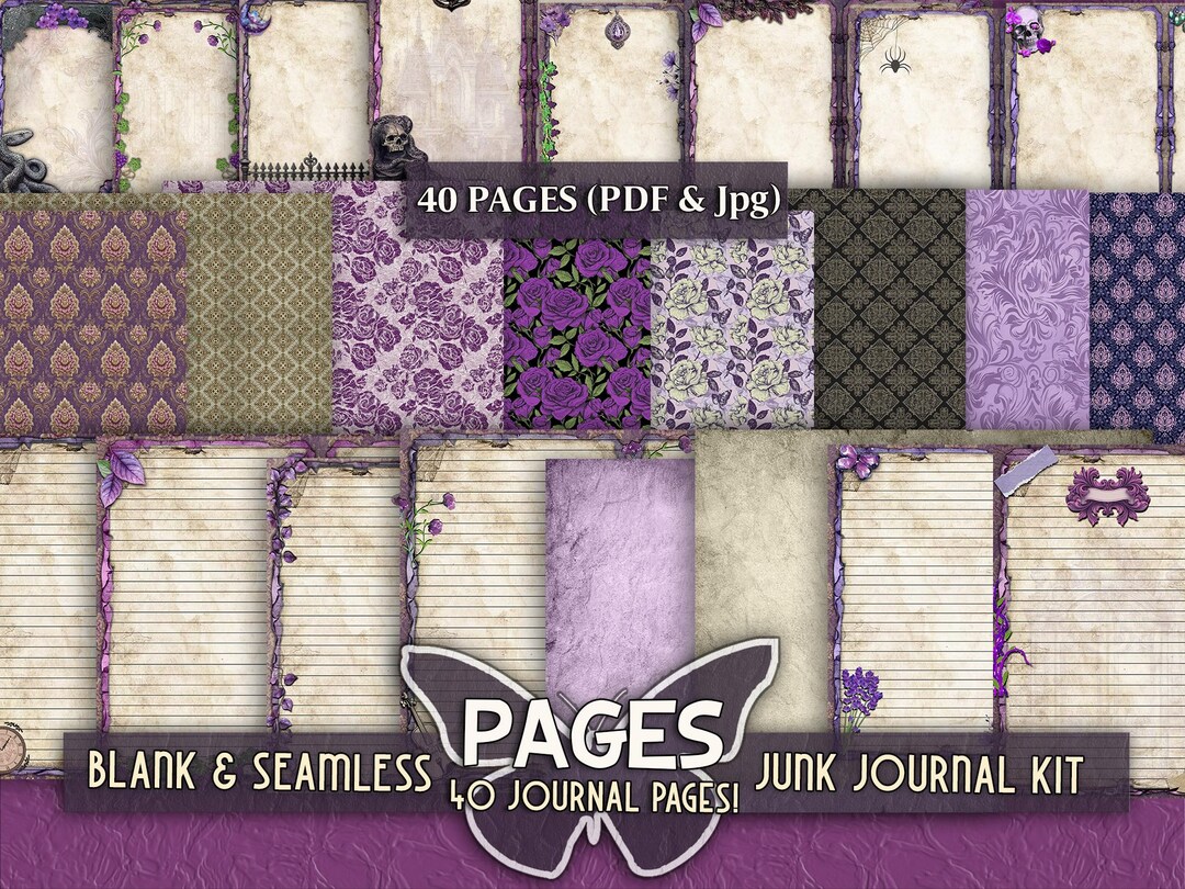 Gothic Blank Journal Pages Printable Lined Journal Pattern Papers ...