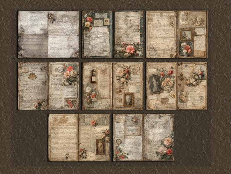 Rustic Letter Paper Printable Victorian Floral Junkjournal Pages ...