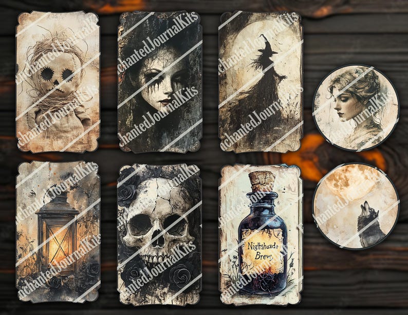 Dark Witch Ephemera Printable Scary Papers Digital Midnight Artful ...