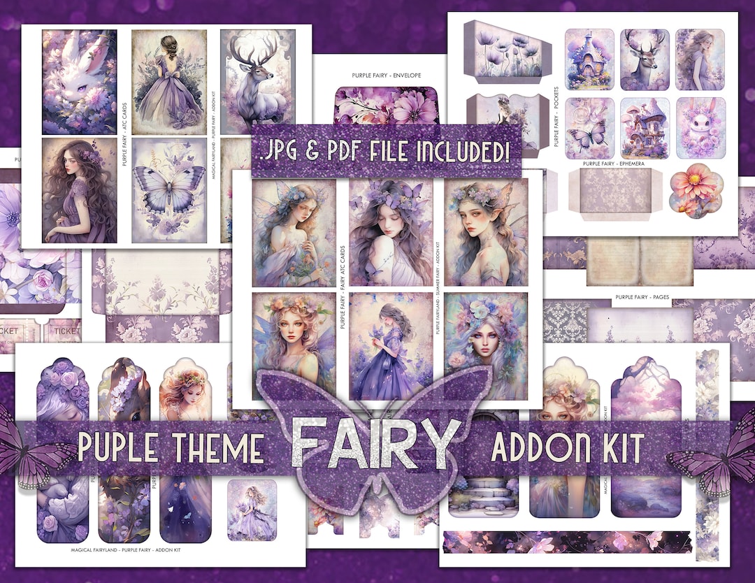Magical Ephemera Kit Printable Purple Fairytale Junkjournal Addon Kit ...