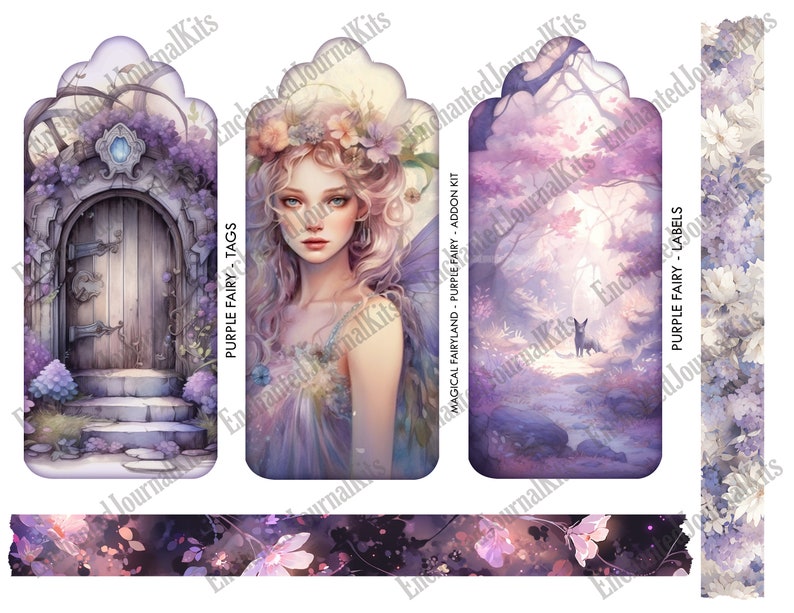 Magical Ephemera Kit Printable Purple Fairytale Junkjournal Addon Kit ...