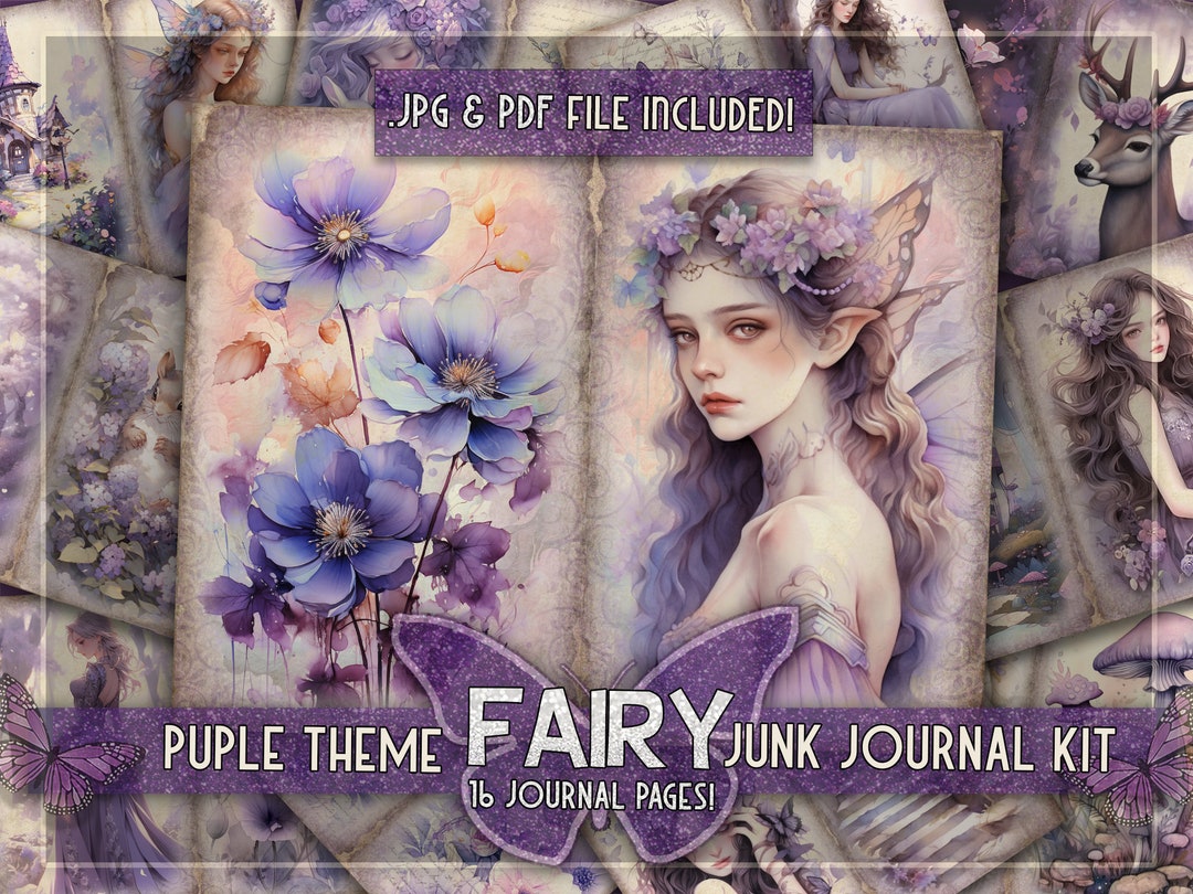 Magical Fairy Junk Journal Kit Printable Purple Fairytale Junkjournal ...