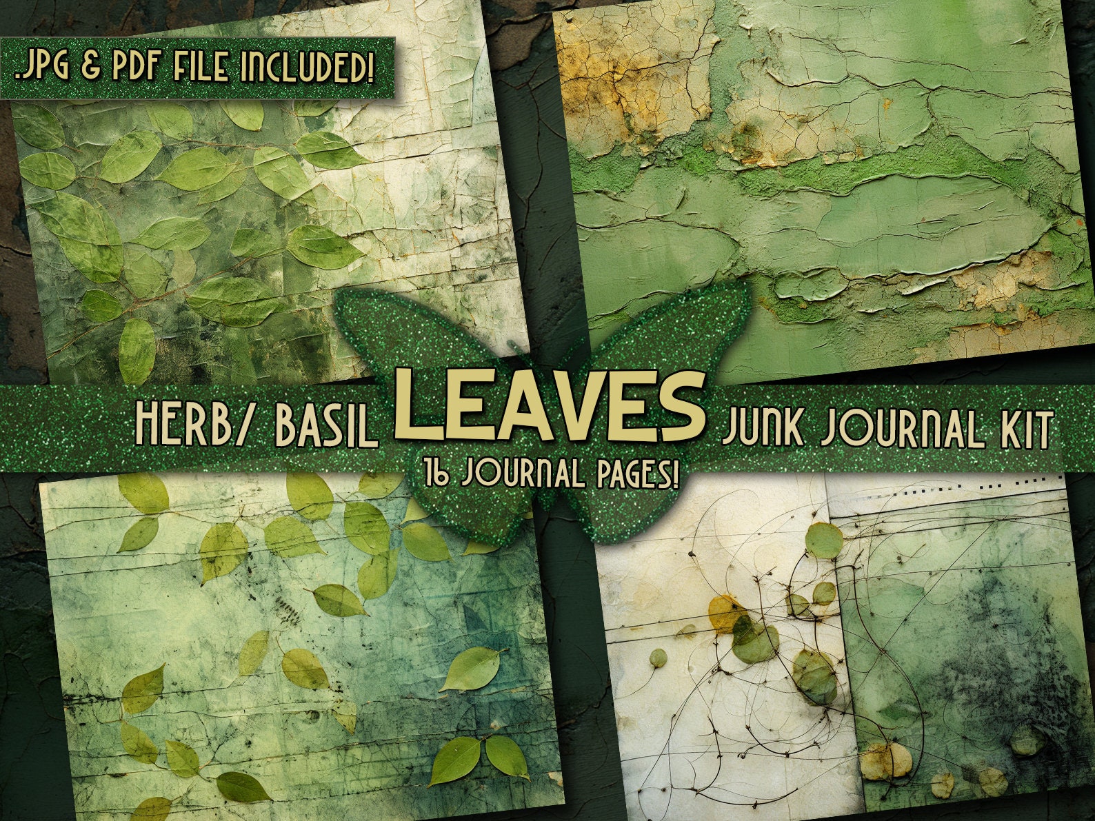 Leaves Papers Junkjournal Kit Printable Botanic Papers Vintage Digital ...