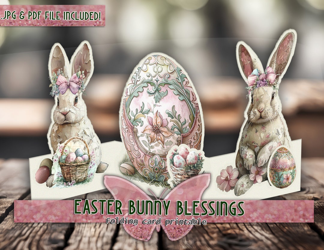 Easter Gift Card Printable Bunny Clipart Ephemera Easter Egg Printful ...
