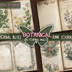 Vintage Botanical Junk Journal Printable Herbal Papers Book Digital ...