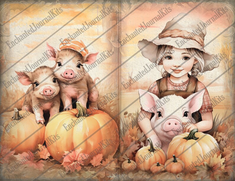 Autumn Junkjournal Printable Papers Kit Digital Downloaded Pumpkin ...