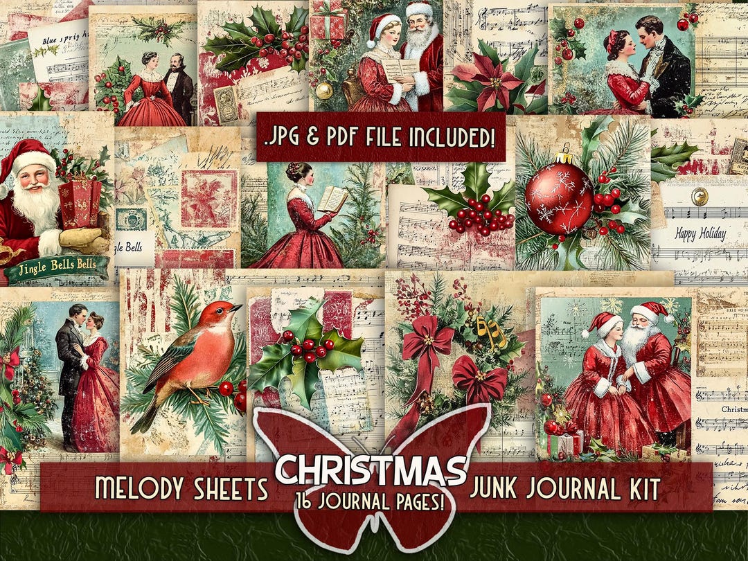 Vintage Christmas Music Sheet Printable Victorian Junkjournal Papers ...