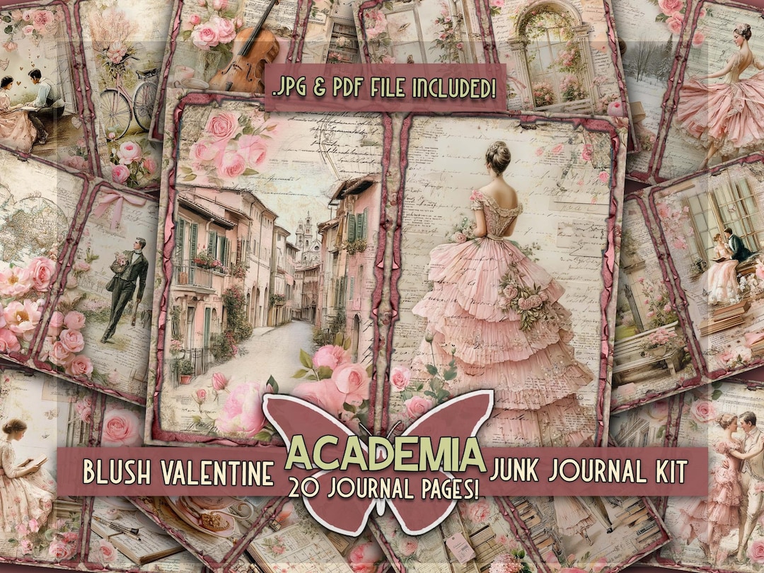 Romantic Academia Junk Journal Soft Blush Pink Valentine Printable ...
