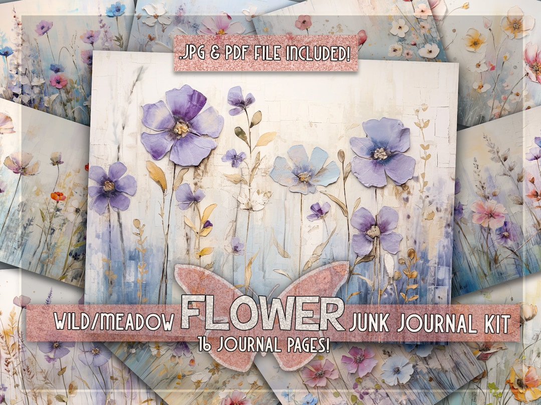Wildflower Printable Junk Journal Pages Gift Meadow Flower Papers ...