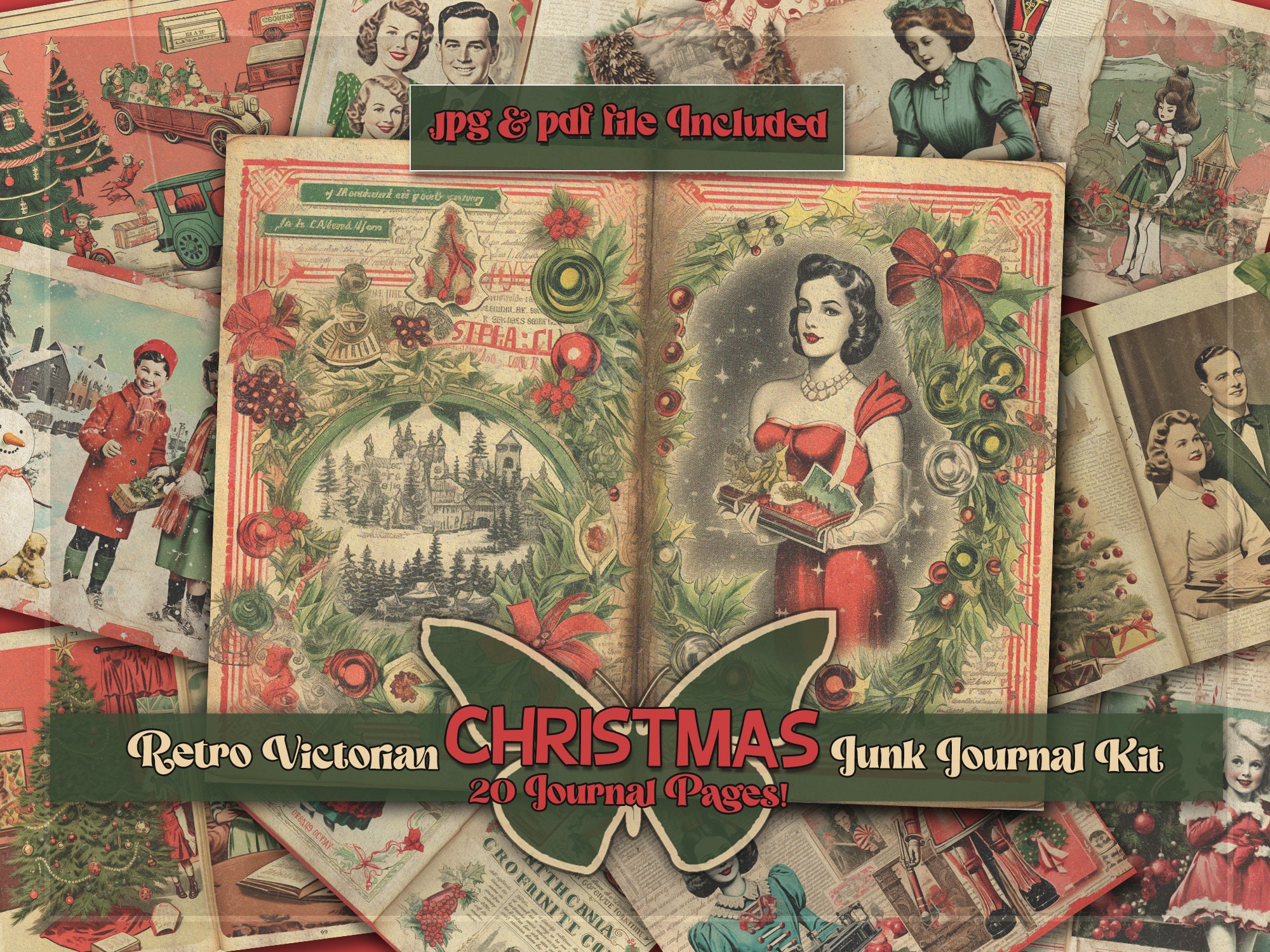 Christmas Junkjournal Bundle Printable Winter Papers Ephemera Xmas ...