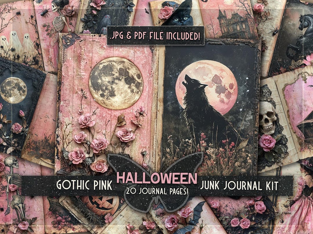 Halloween Printable Paper Journal Pink Gothic Skeleton Printable Witch ...