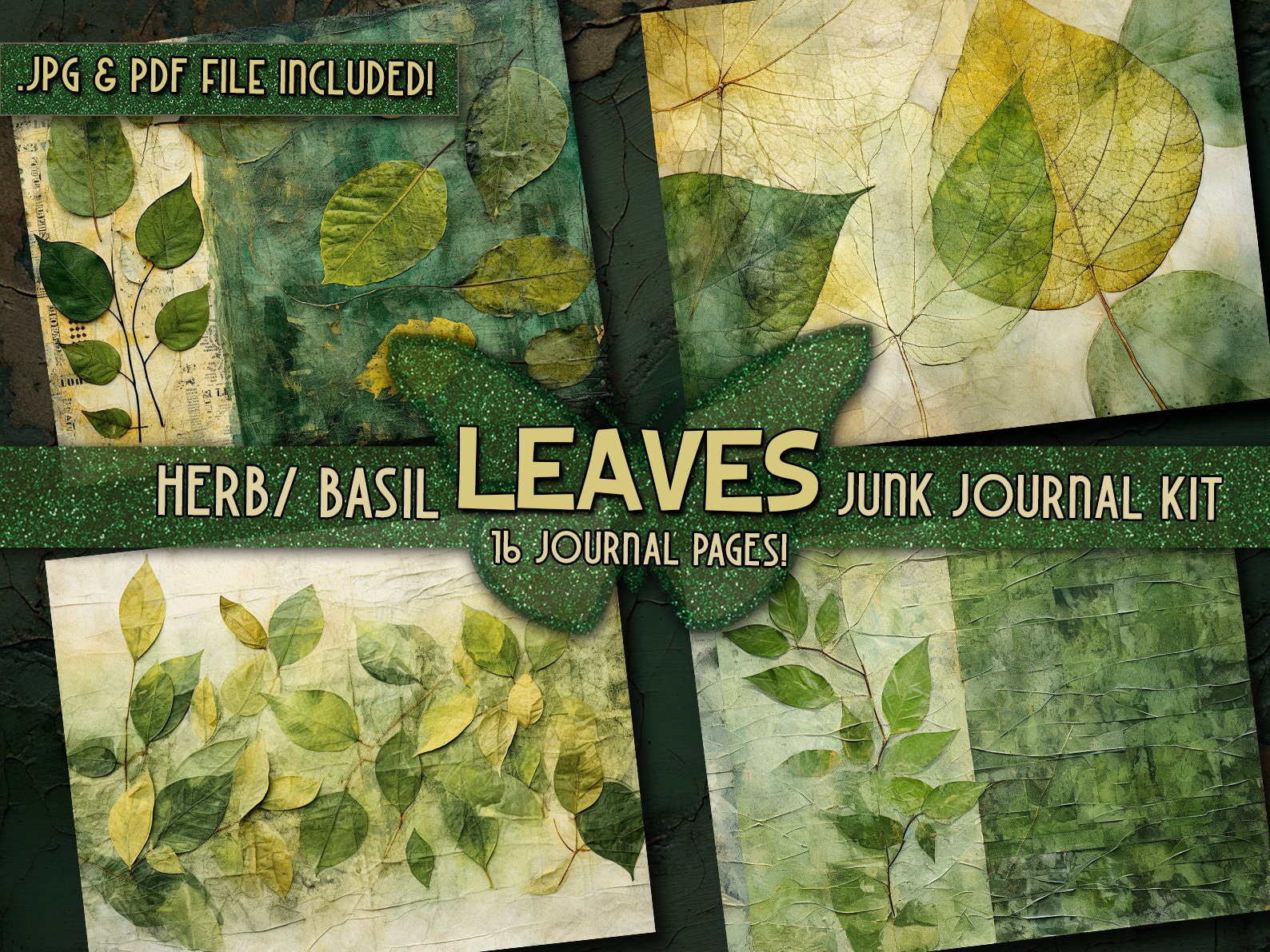 Leaves Papers Junkjournal Kit Printable Botanic Papers Vintage Digital ...