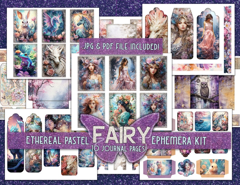 Magical Fairy Printable Ephemera Pastel Junkjournal Fairytale Princess ...