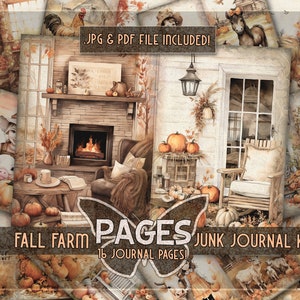 Autumn Junkjournal Printable Papers Kit Digital Downloaded Pumpkin ...