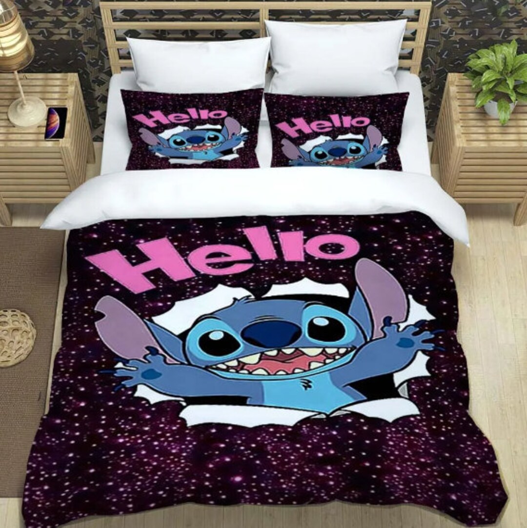 Disney Cartoon Cute Stitch Print ,three Piece Bedding Set, Fashion ...