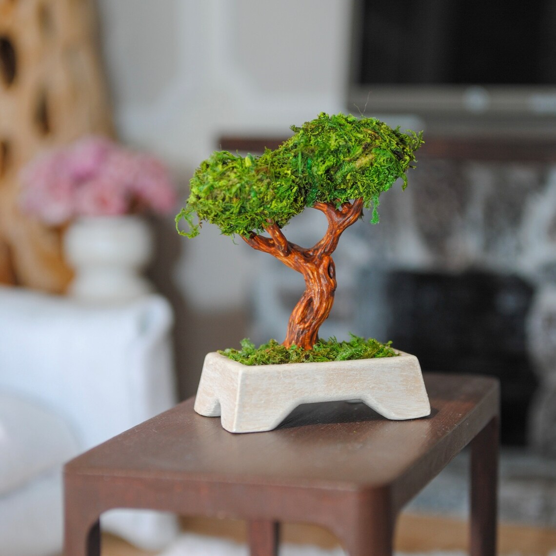 Miniature Dollhouse Bonsai Tree in Whitewash Pot 3D Printed 1:12 Scale ...
