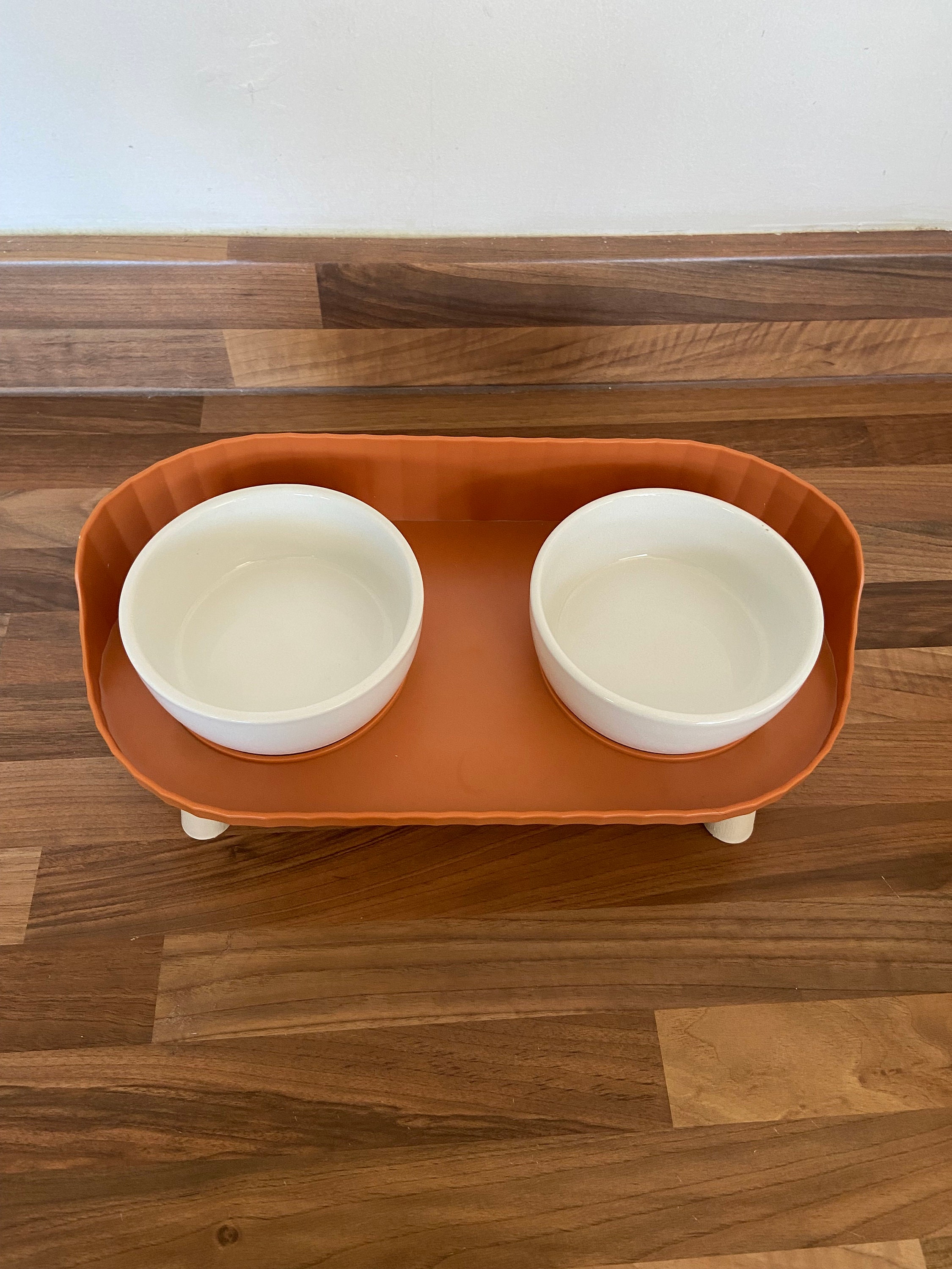 Cat Food Stand With Bowls 2x Ceramic Frame for Cat & Dog Food/water ...
