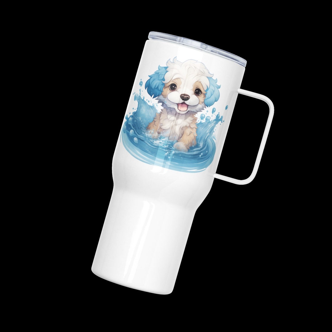 Cute Travel Mug Companion With Maltipoo Splashing Design: Adorable Dog ...