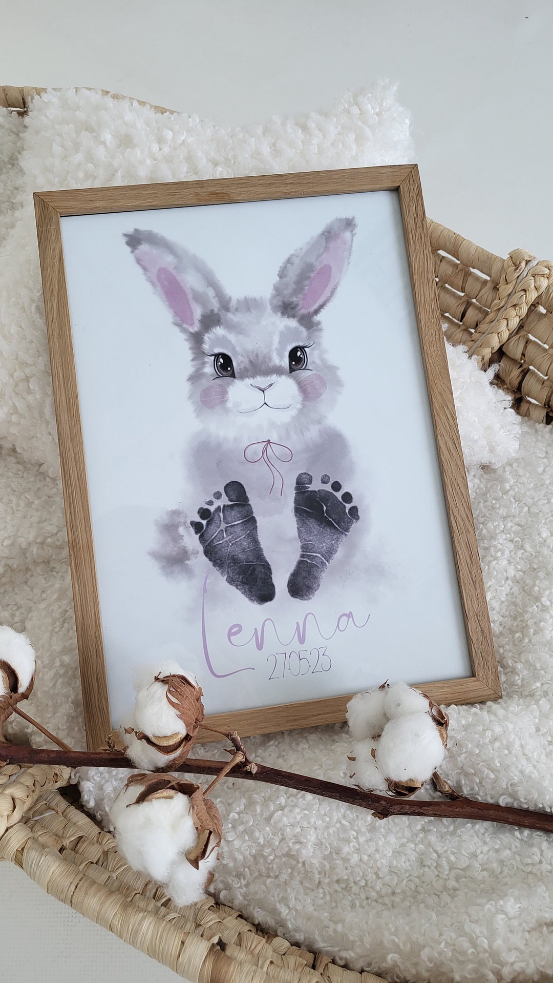 Baby Personalised Birth Print, Newborn Footprint, Baby Footprint Art ...