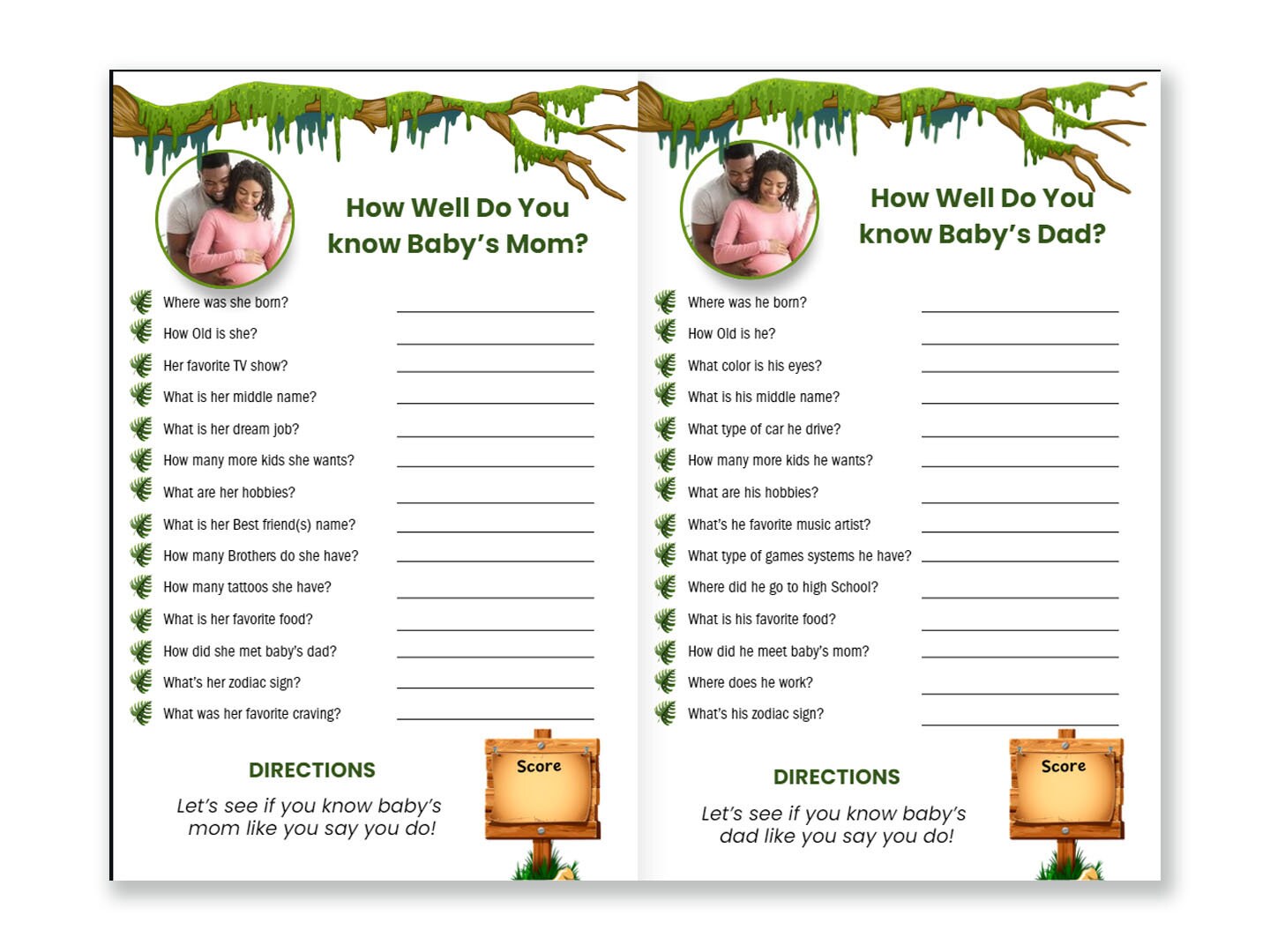 Jungle Theme Baby Shower Game Template, DIY Canva Template for Baby ...