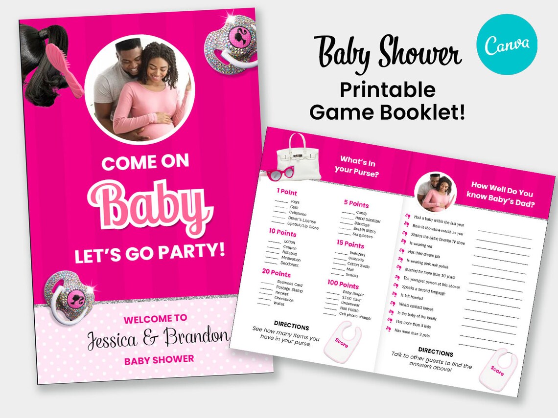 Baby Shower Game Template, DIY Canva Template for Baby Shower, Party ...