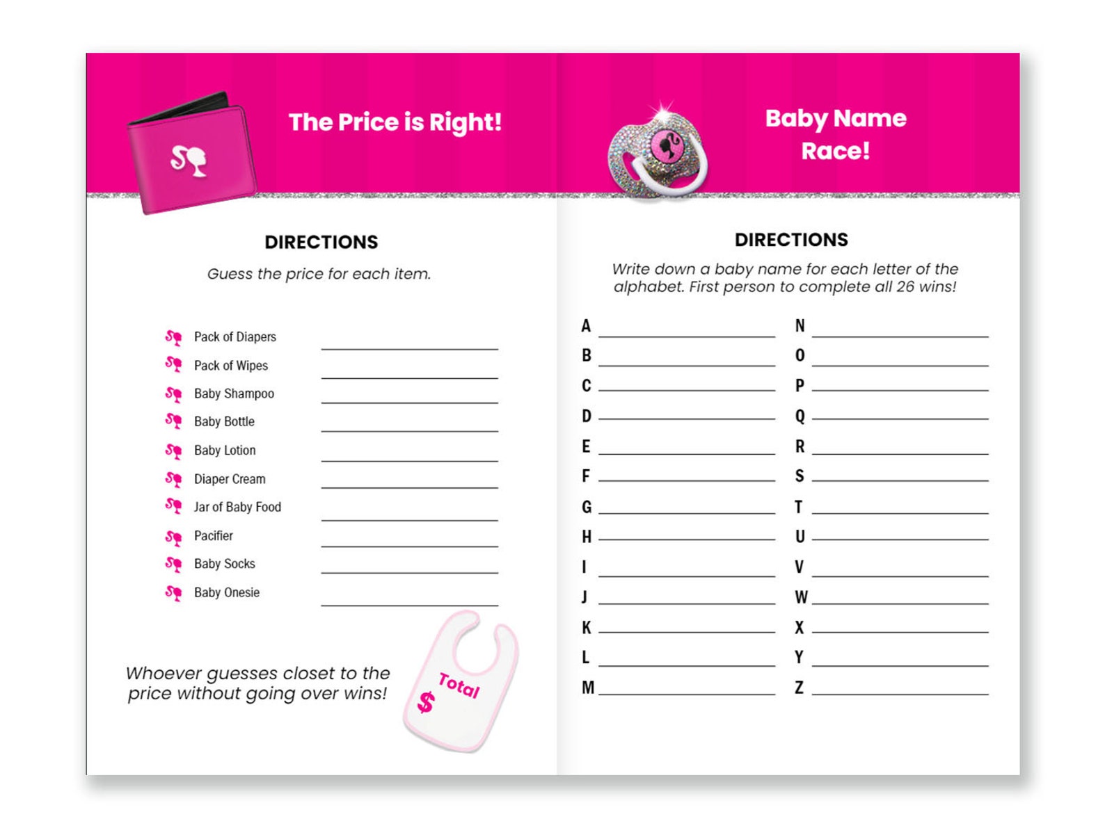 Baby Shower Game Template, DIY Canva Template for Baby Shower, Party ...