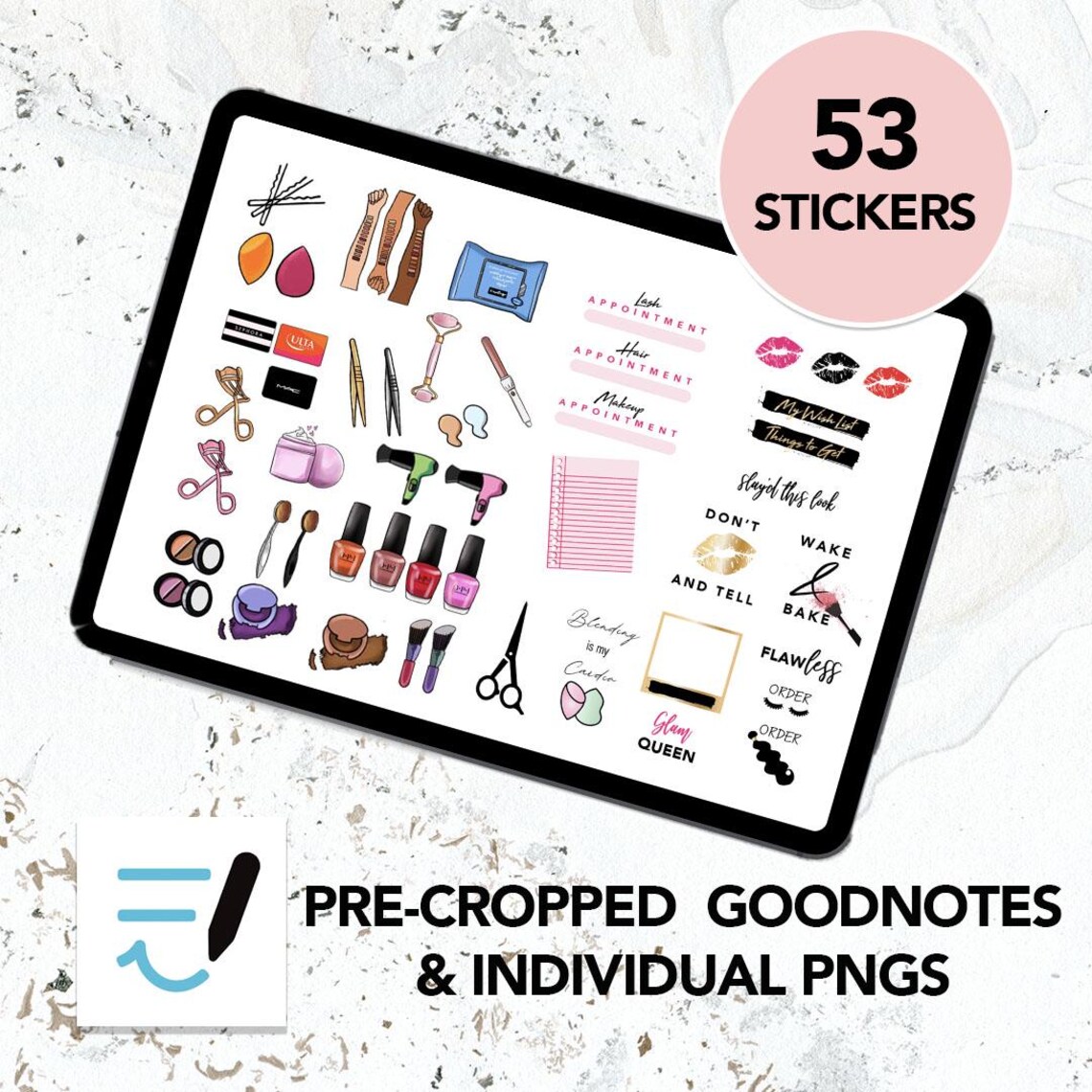53 Goodnotes Digital Stickers, Daily Life Digital Stickers, Goodnotes ...