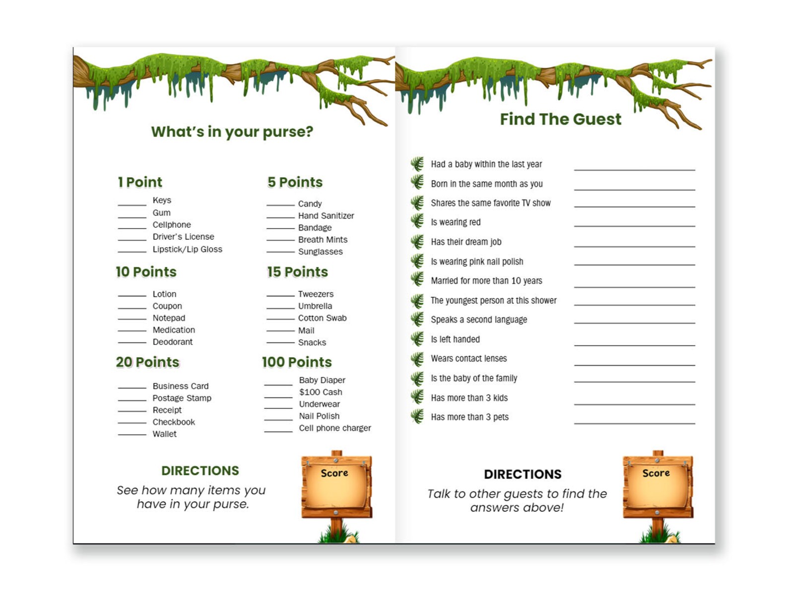 Jungle Theme Baby Shower Game Template, DIY Canva Template for Baby ...