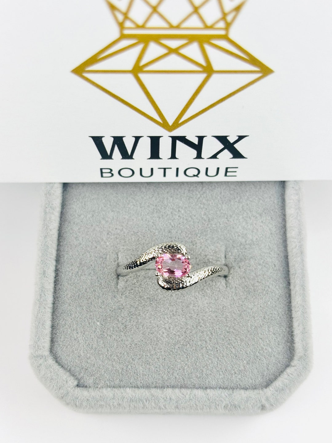 Pink Topaz Crystal Ring S925 Sterling Silver Ring Adjustable Pink Topaz ...