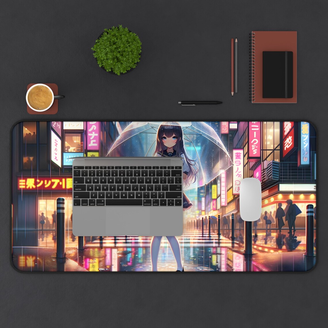 Tokyo Rain Anime Girl Scene Desk Mat Mouse Pad Aesthetic Decor - Etsy