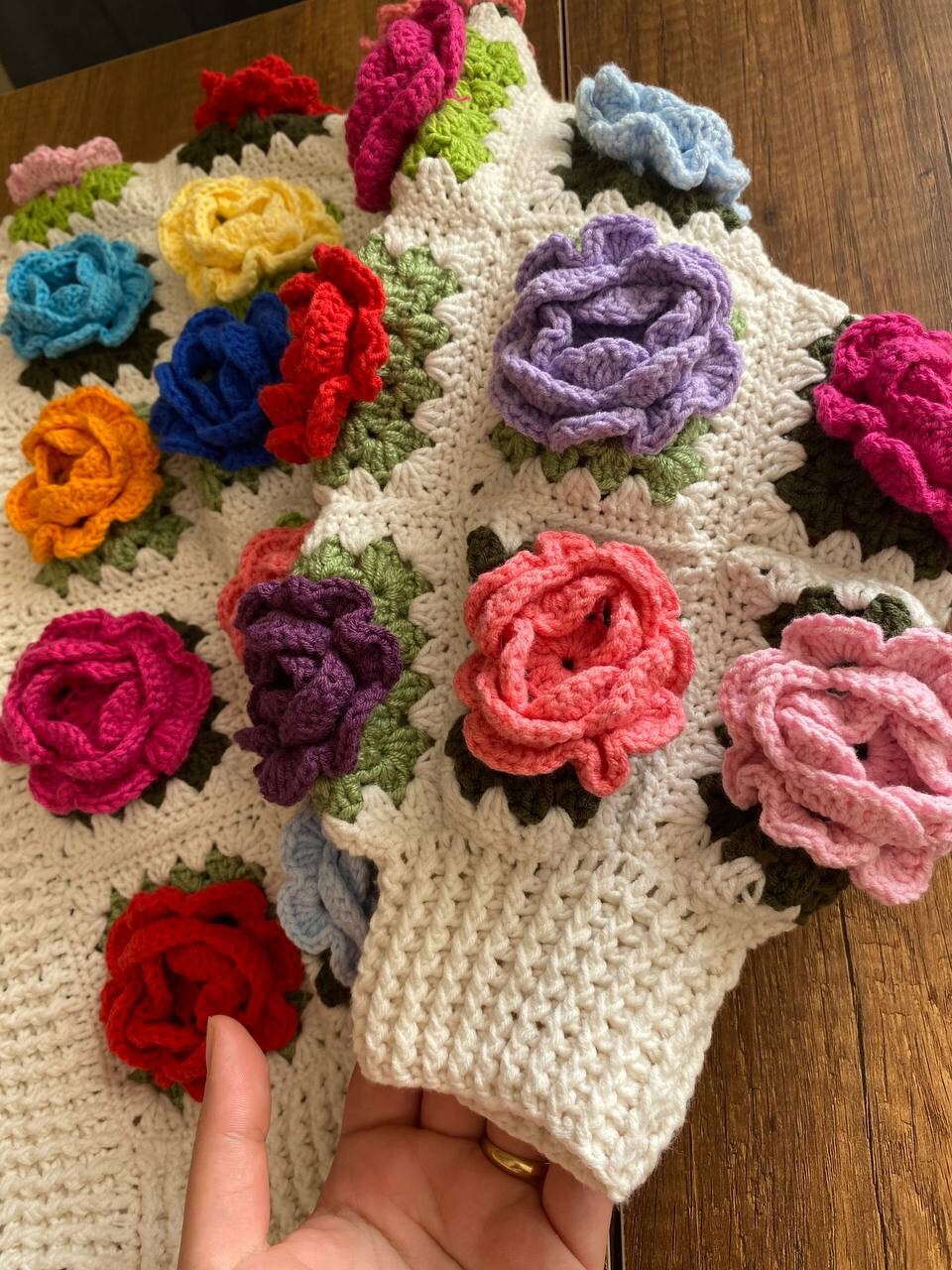 Colorful Fall Cardigan, Multi Color Rose Chunky Cardigan, Mommy and Me ...