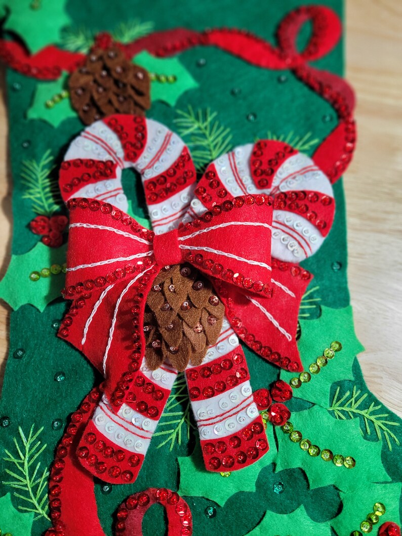 Christmas Stockings, Bucilla Candy Cane and Ribbons Stocking, 1st ...