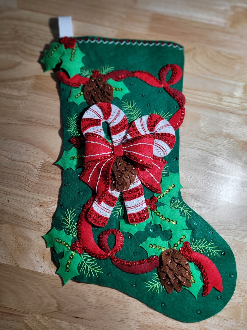 Christmas Stockings, Bucilla Candy Cane and Ribbons Stocking, 1st ...