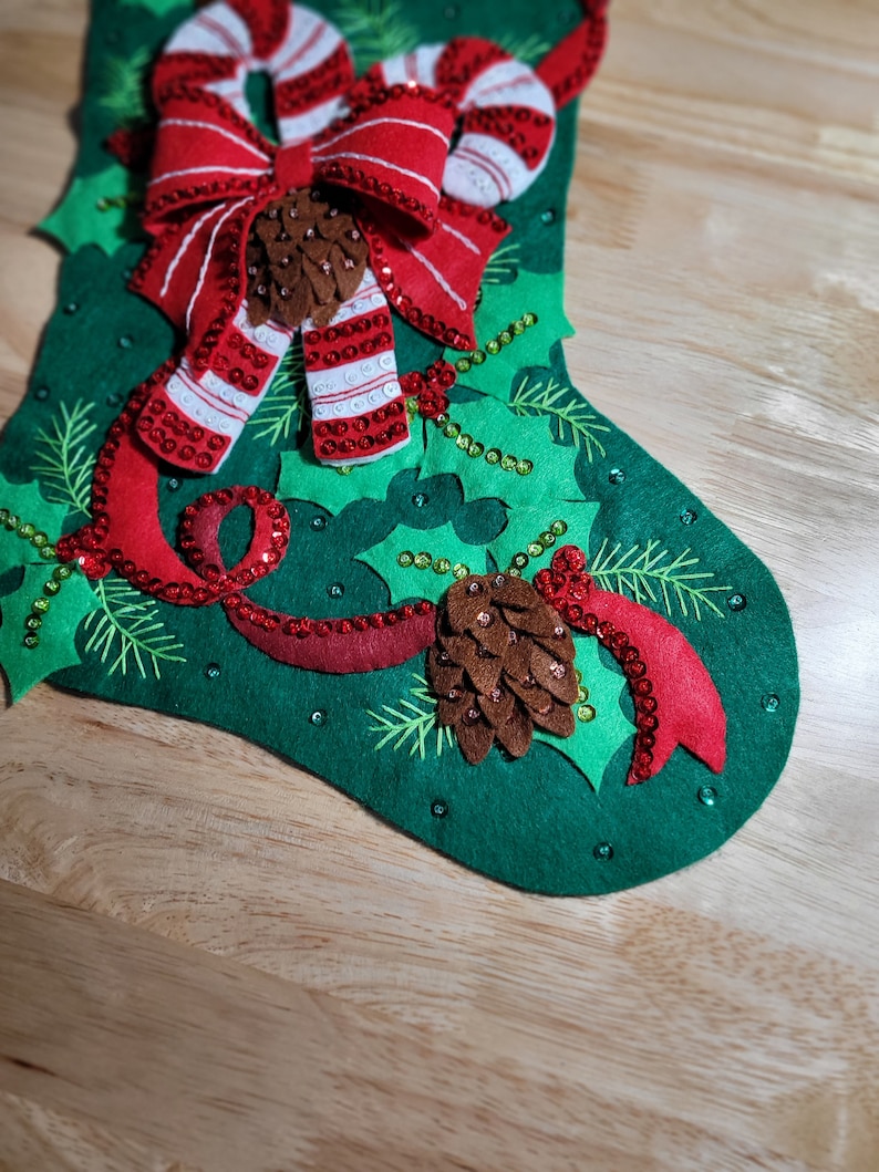 Christmas Stockings, Bucilla Candy Cane and Ribbons Stocking, 1st ...