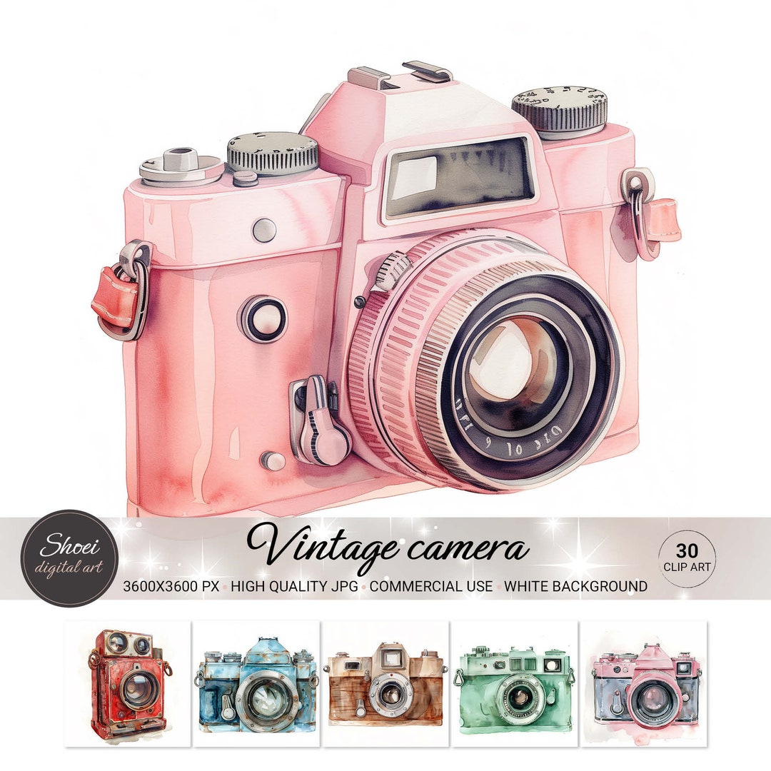 Retro Pink Vintage Camera Clipart - Ideal for Scrapbooking, Digital Art ...