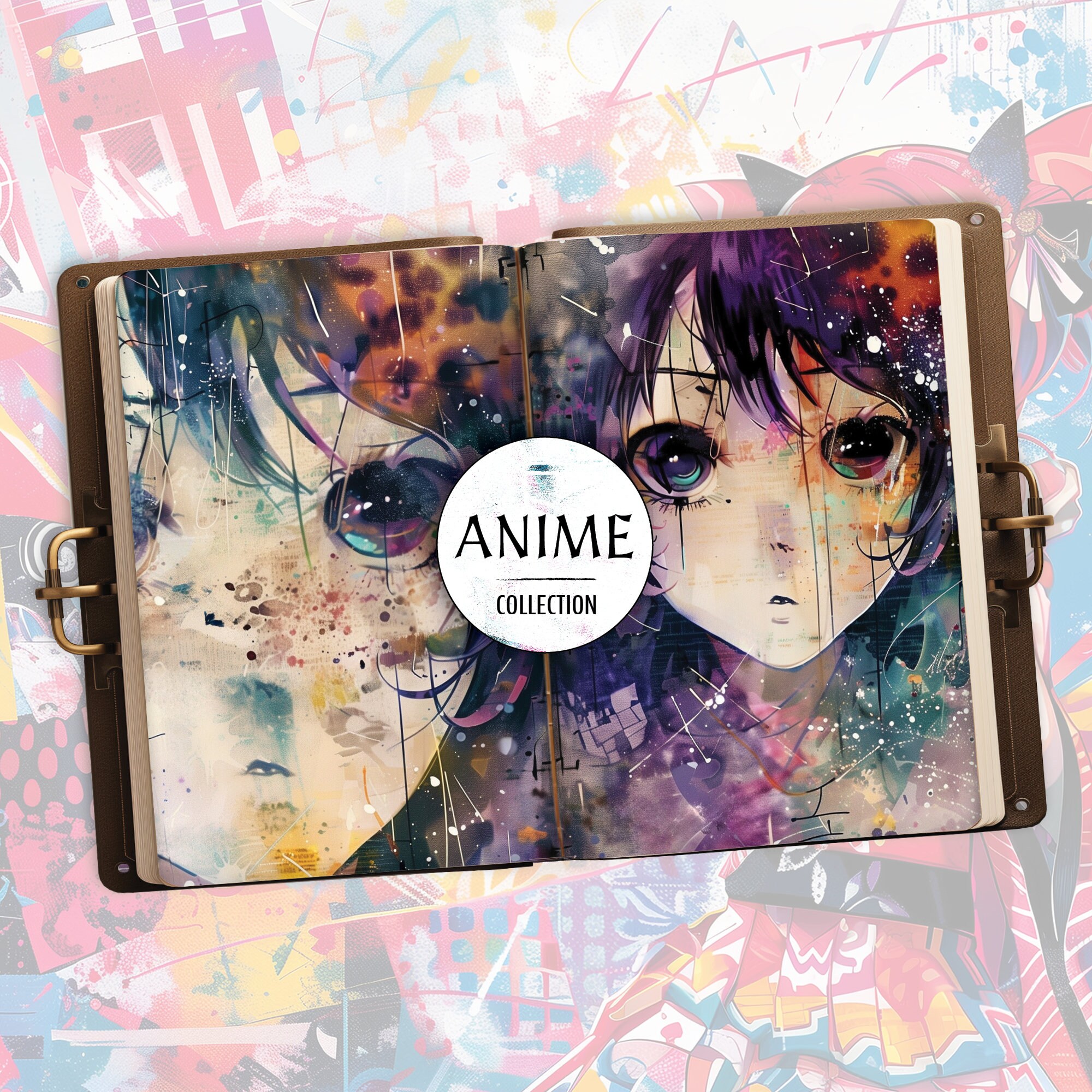 Anime Girl Abstract Purple Digital Paper, 30 Pages 8.5X11 Size for Junk ...